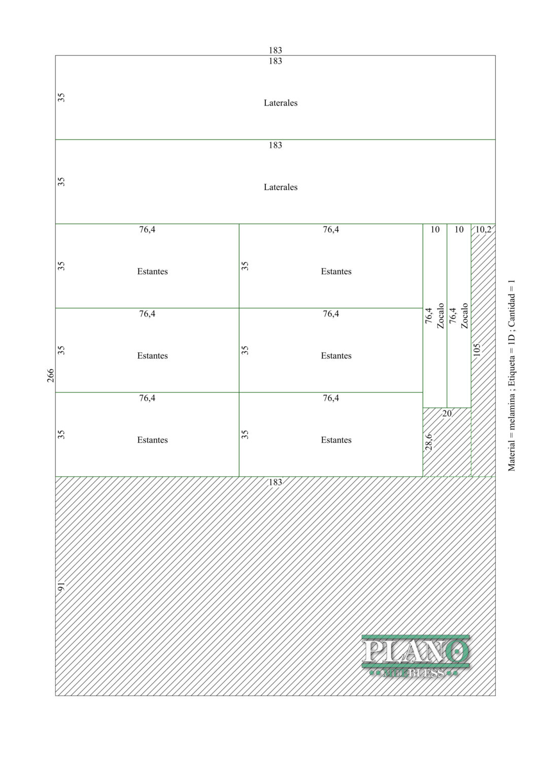 Góndola Americana Simple – Plano Muebless